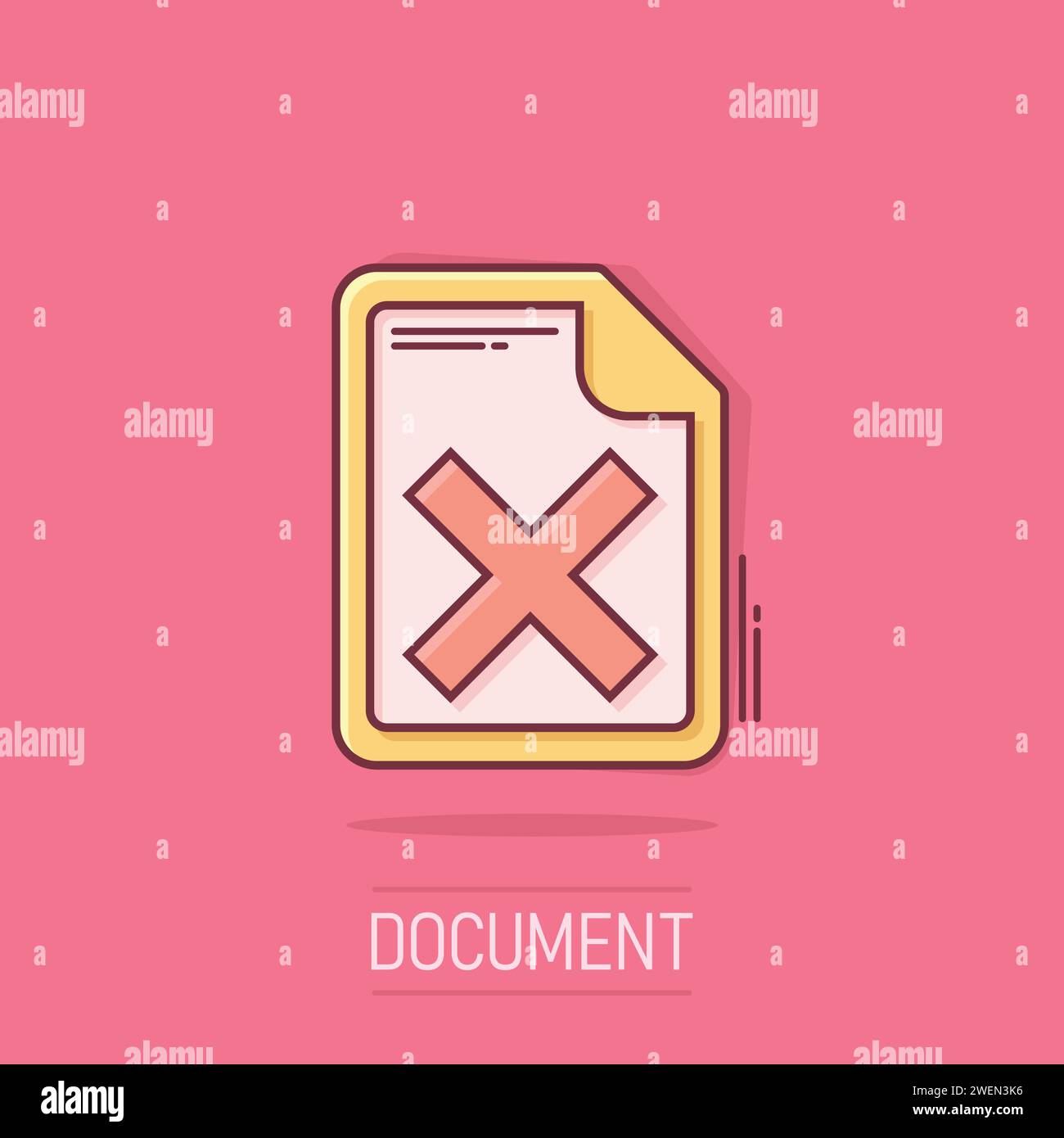 Document error icon in comic style. Broken report cartoon vector ...