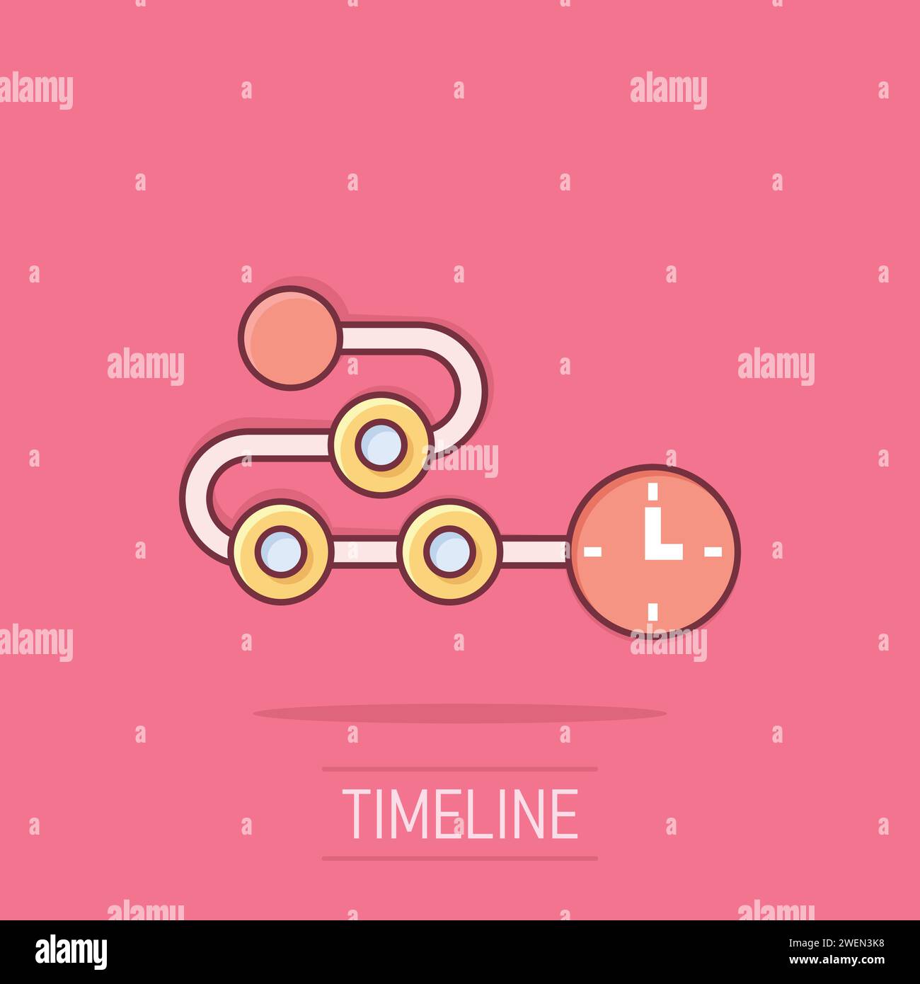 Timeline icon in comic style. Progress cartoon vector illustration on ...