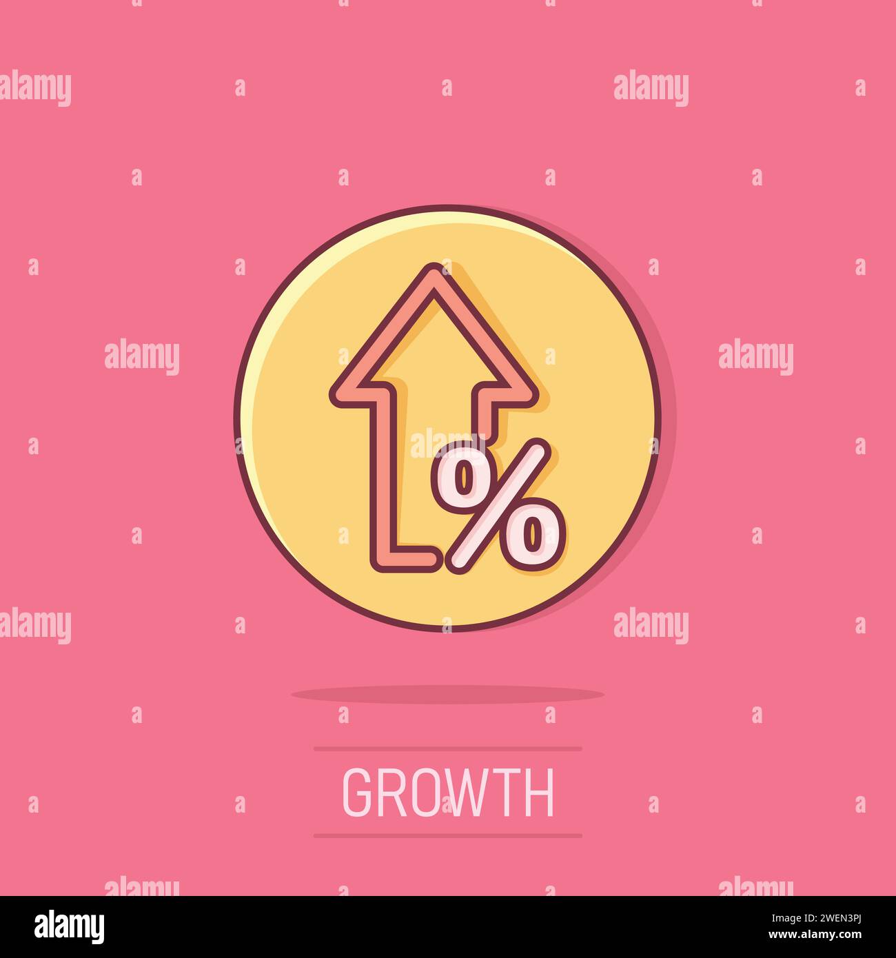 Growth arrow icon in comic style. Revenue cartoon vector illustration ...
