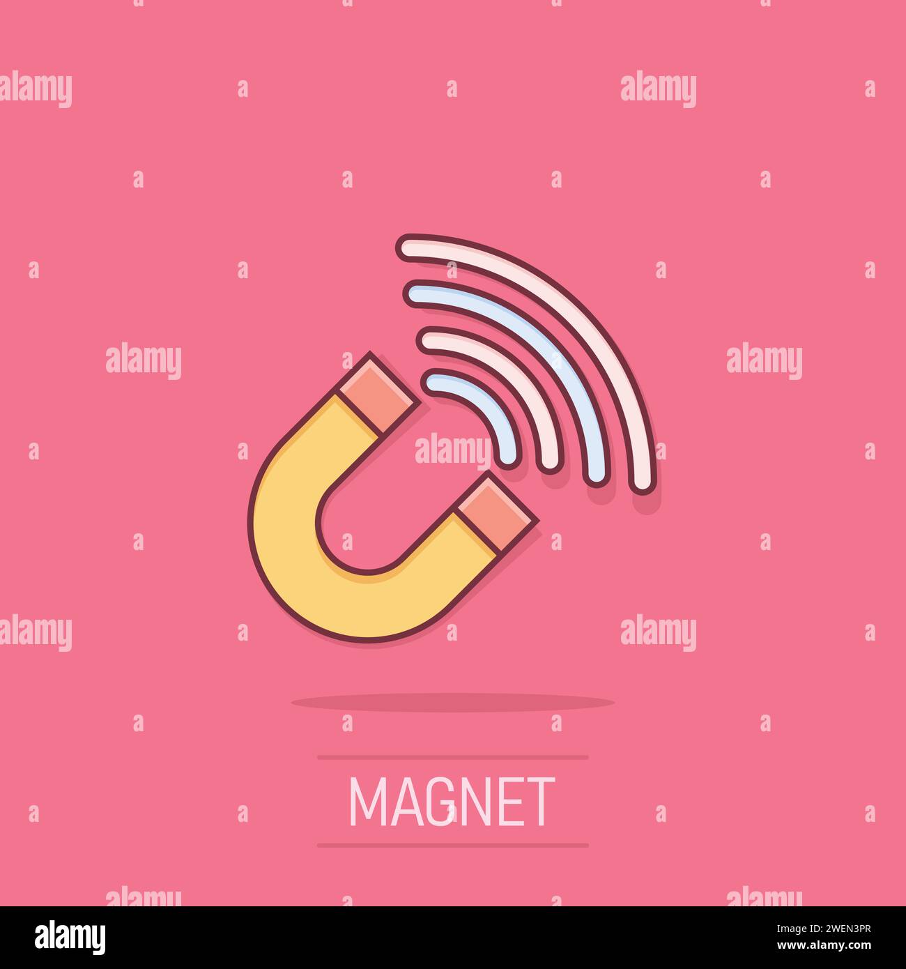Magnet icon in comic style. Attract cartoon vector illustration on ...