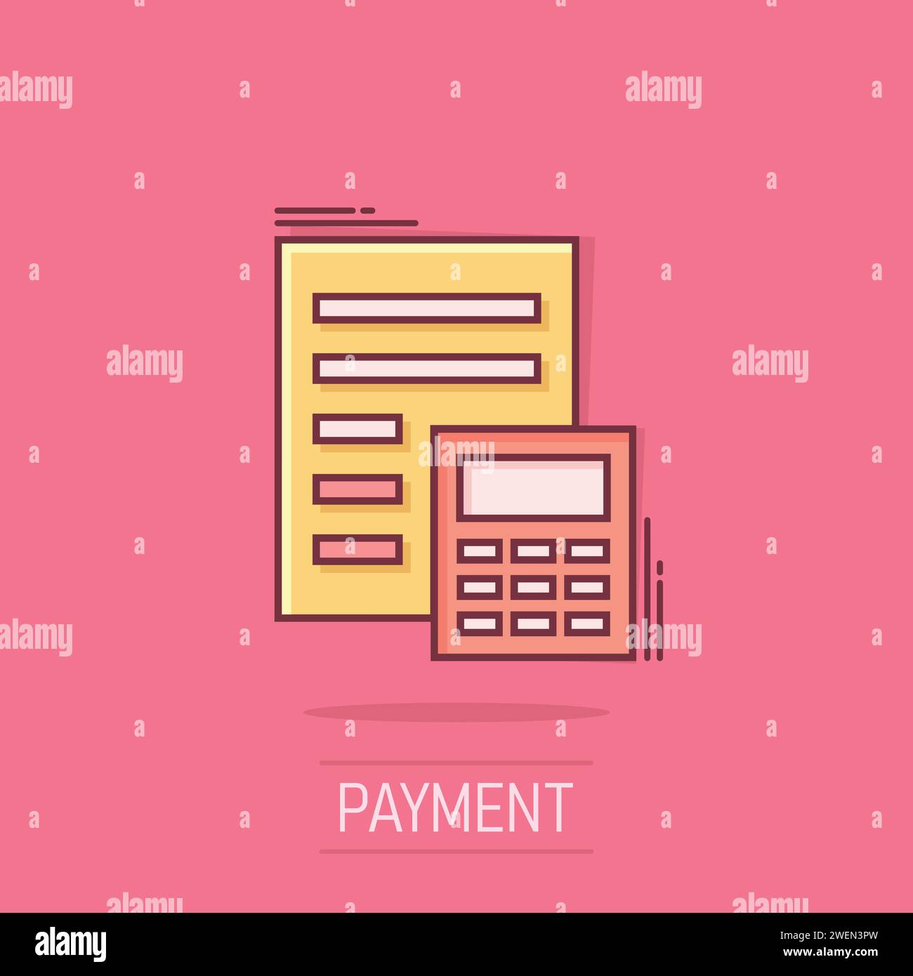 Tax payment icon in comic style. Budget invoice cartoon vector ...