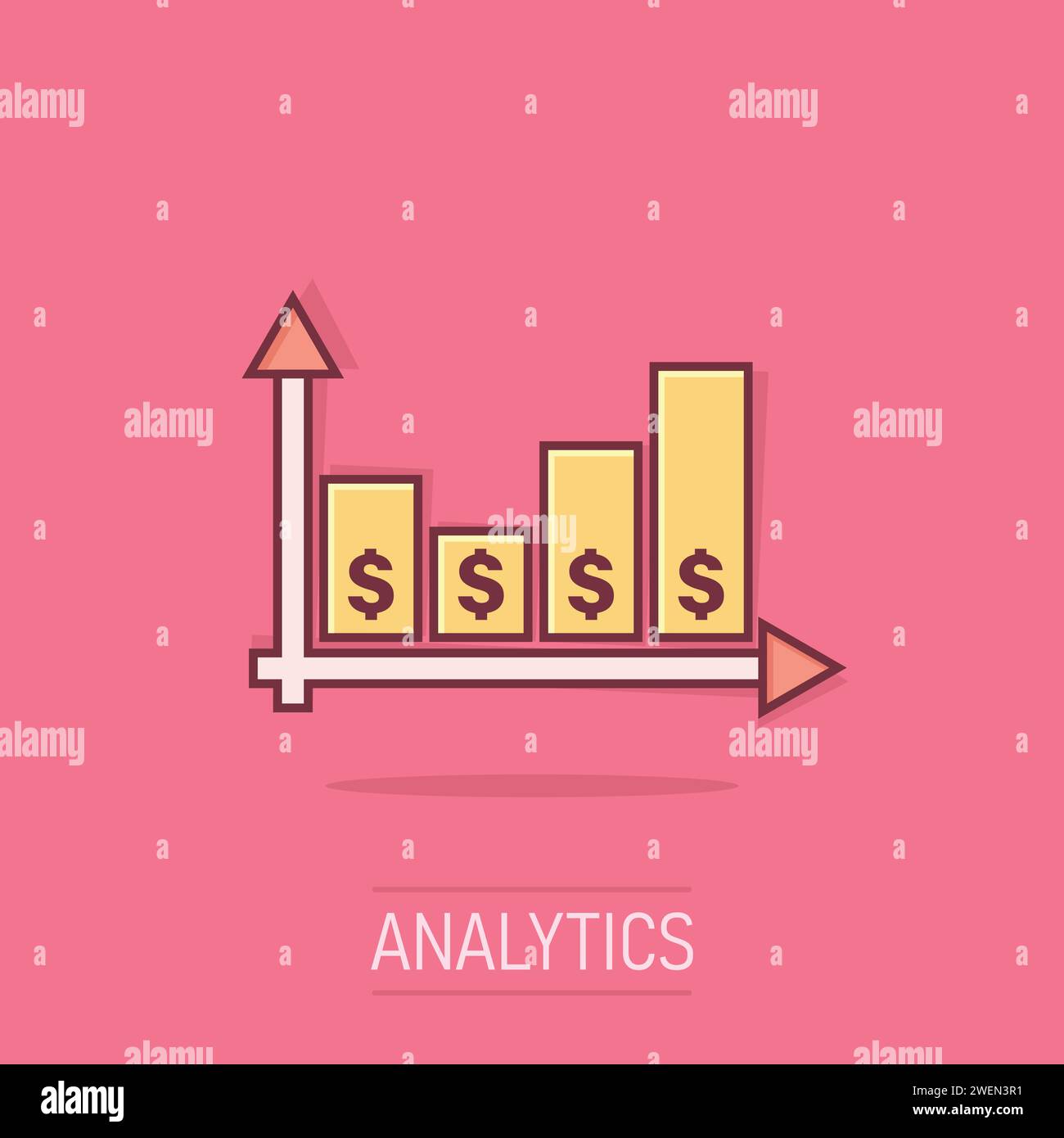 Money growth icon in comic style. Arrow progress cartoon vector ...