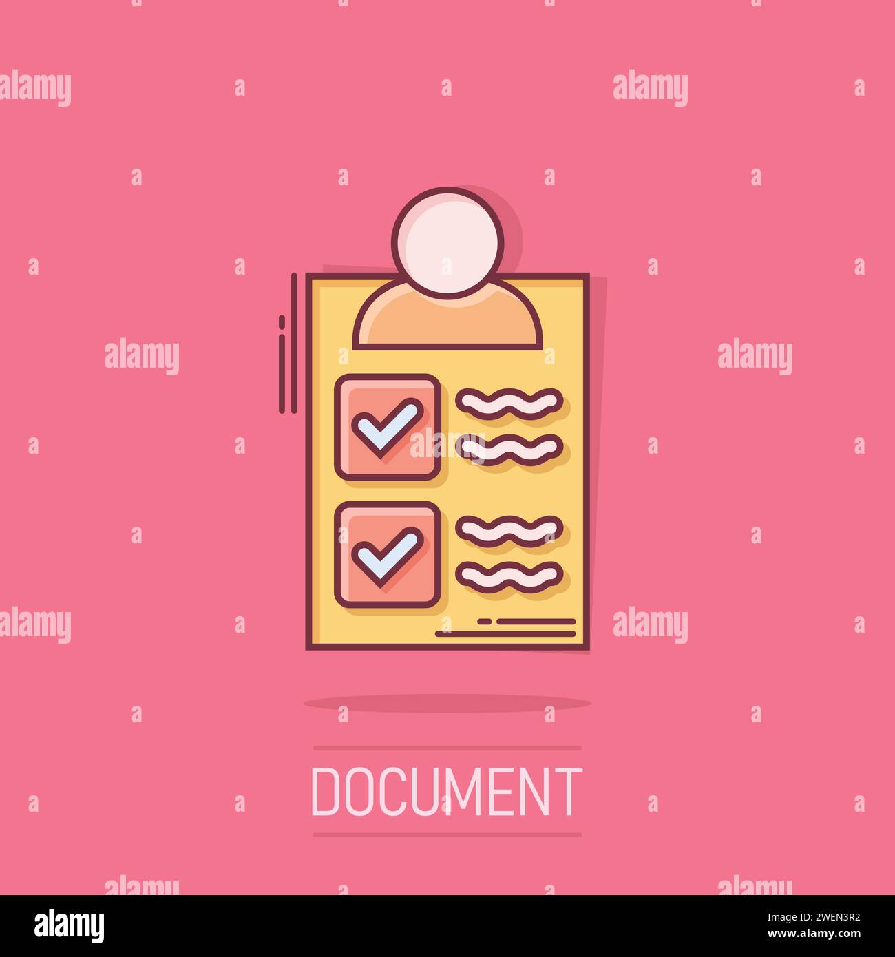 Document icon in comic style. Report cartoon vector illustration on ...