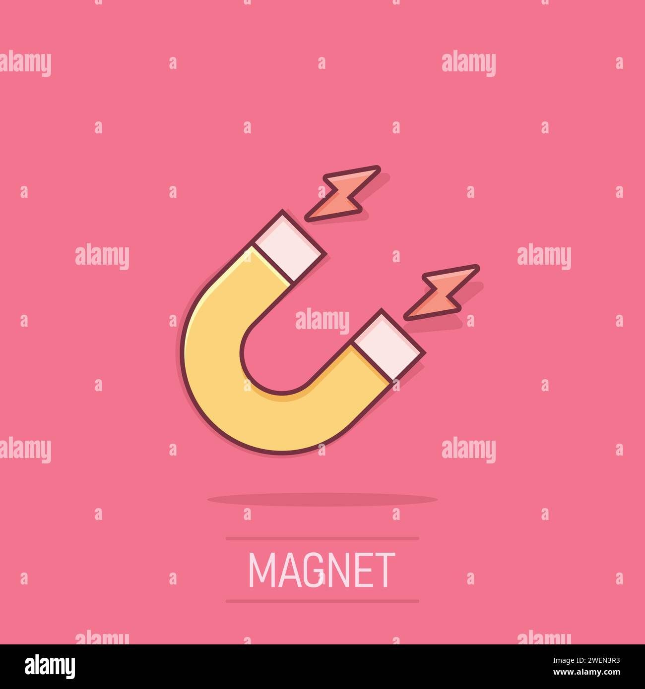 Magnet icon in comic style. Attract cartoon vector illustration on ...