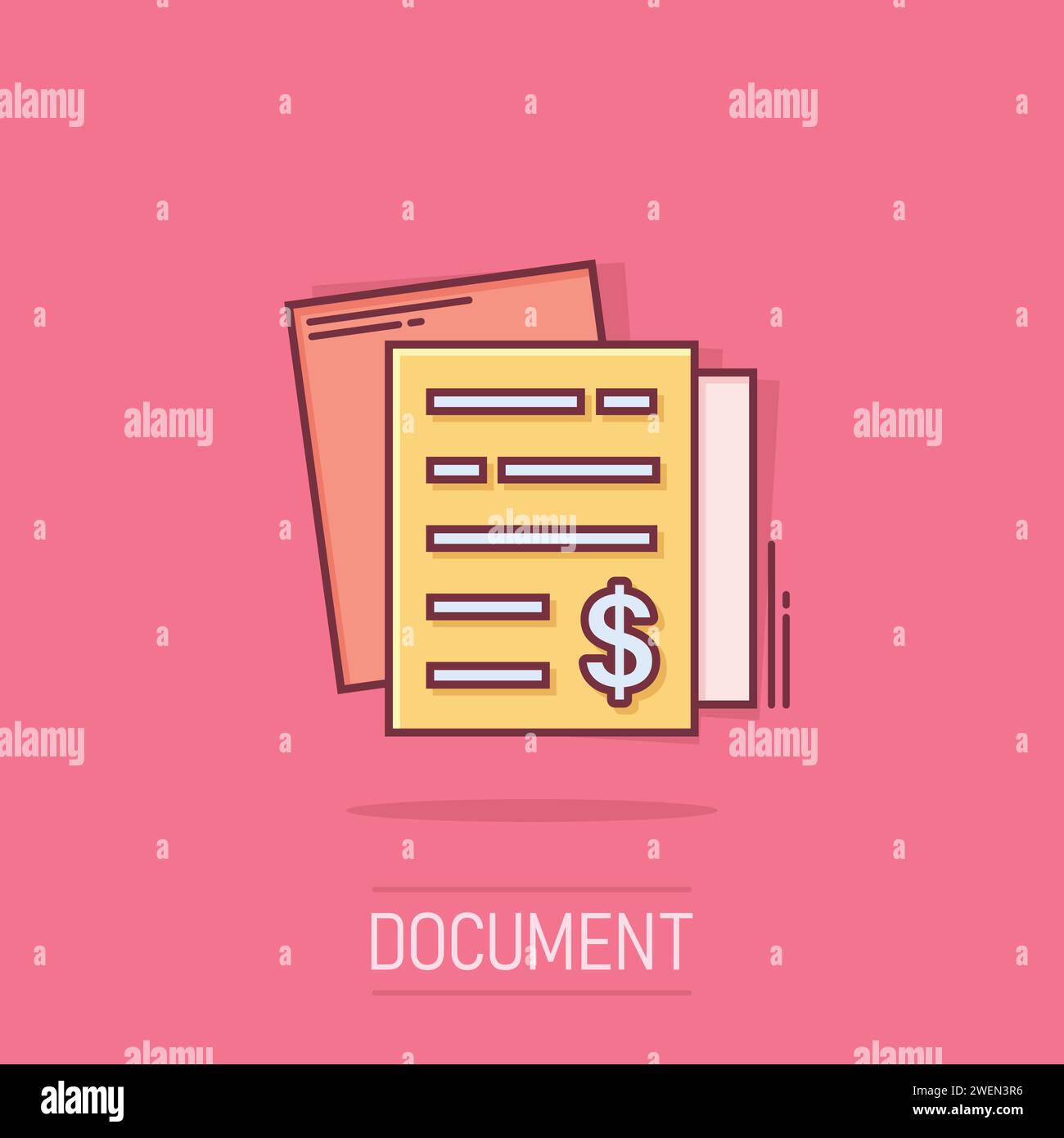 Financial statement icon in comic style. Document cartoon vector ...