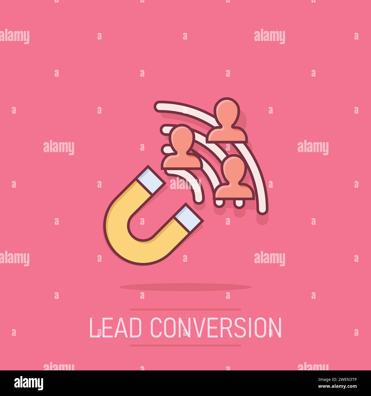 Lead conversion icon in comic style. Attract cartoon vector ...