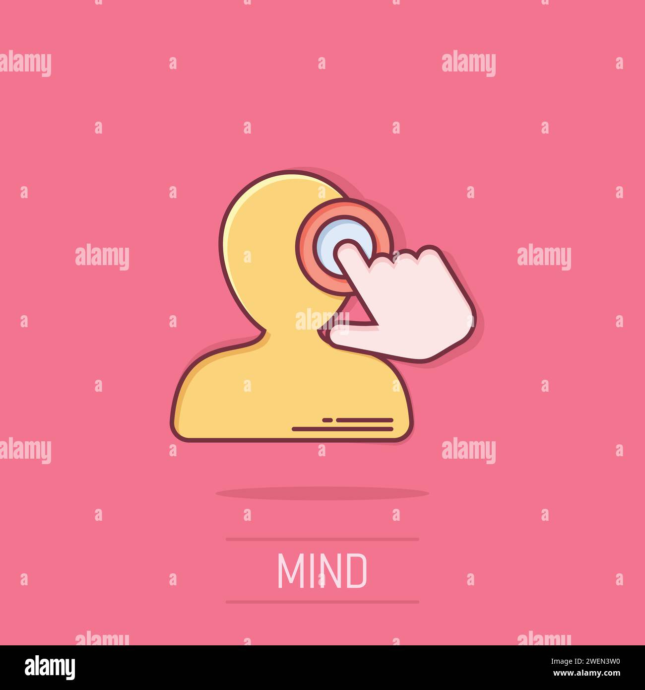 Mind awareness icon in comic style. Idea human cartoon vector ...