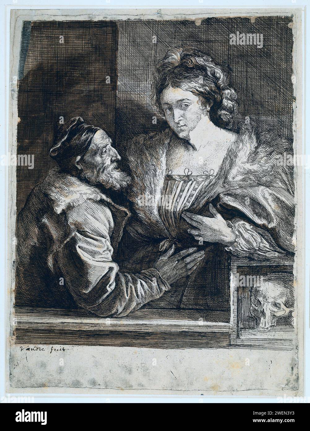 Portrait of Titian and his Maitresse, Anthony Van Dyck, After Titian ...