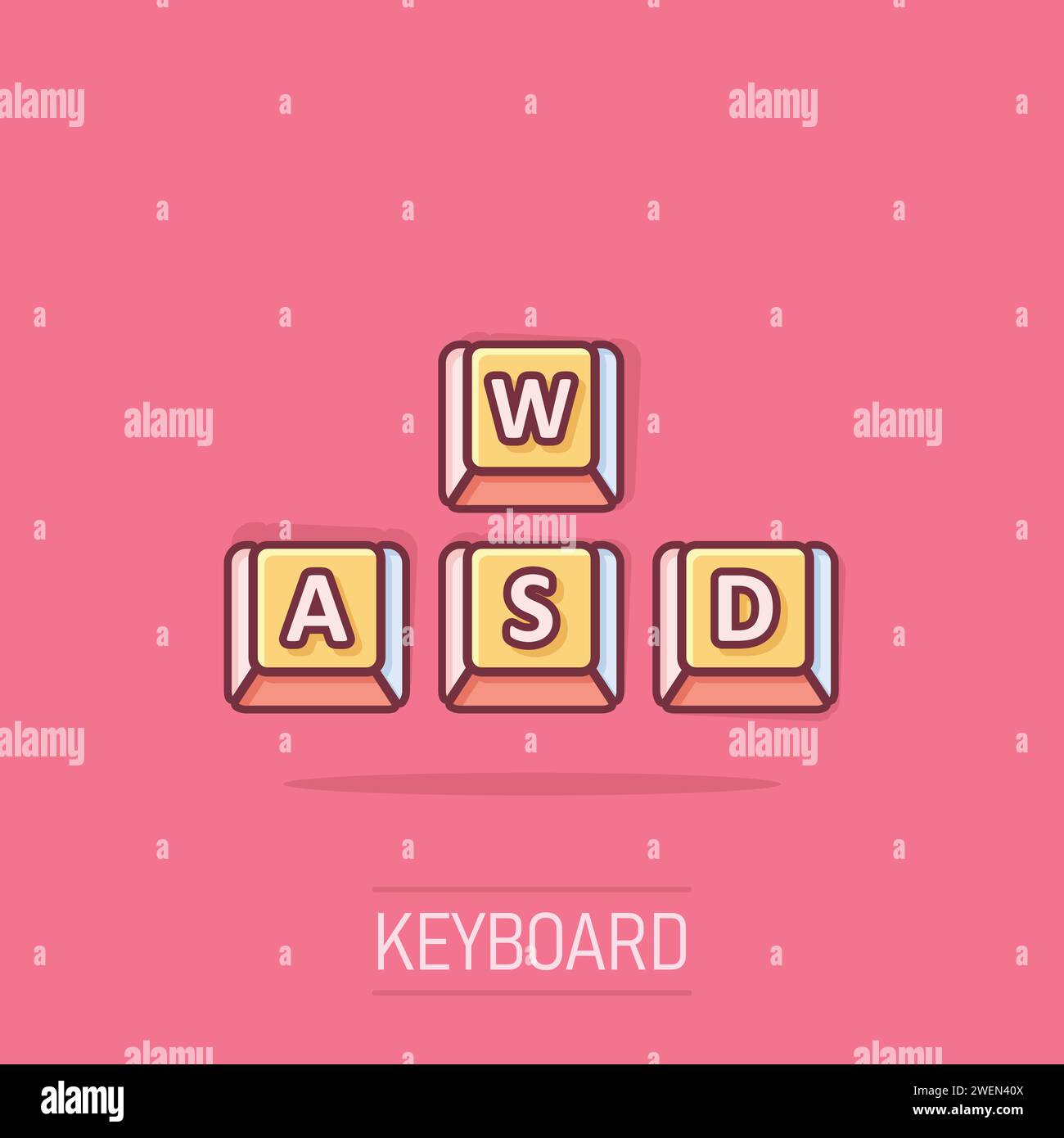 Wasd button icon in comic style. Keyboard cartoon vector illustration ...