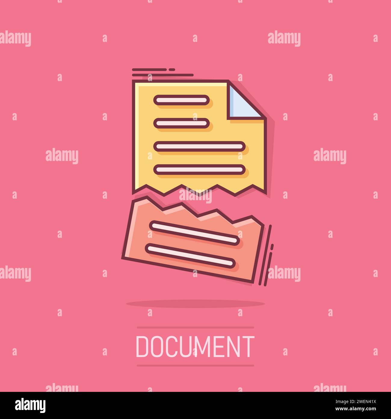 Document error icon in comic style. Broken report cartoon vector ...