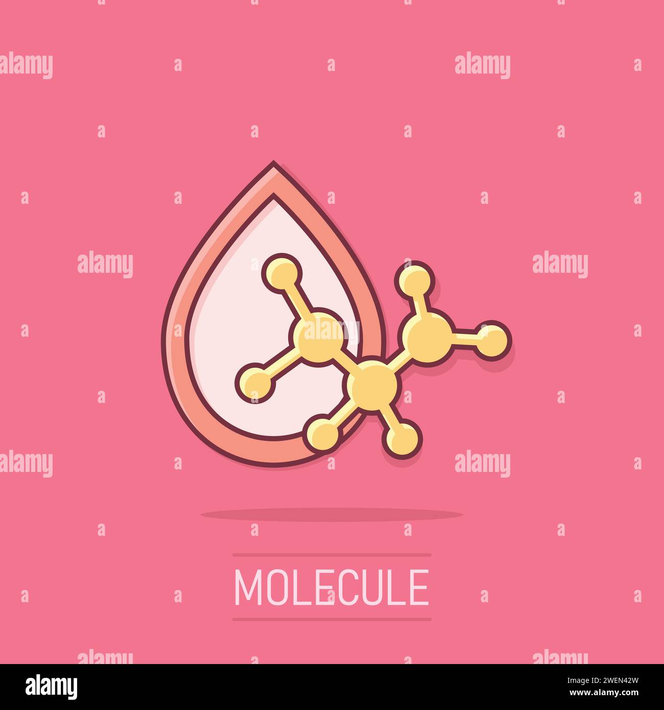 Acid molecule icon in comic style. Dna cartoon vector illustration on ...