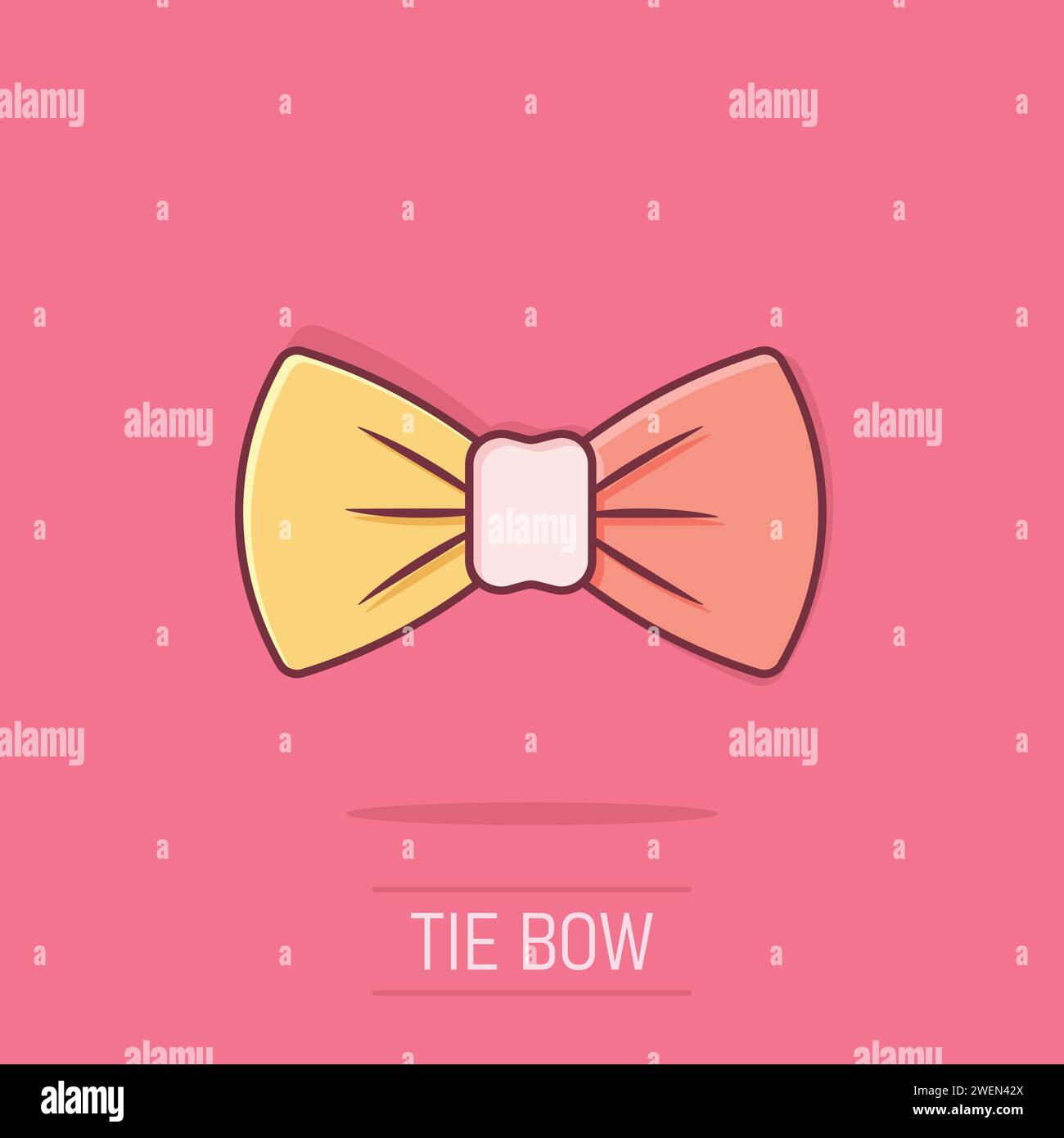 Tie bow icon in comic style. Bowtie cartoon vector illustration on ...