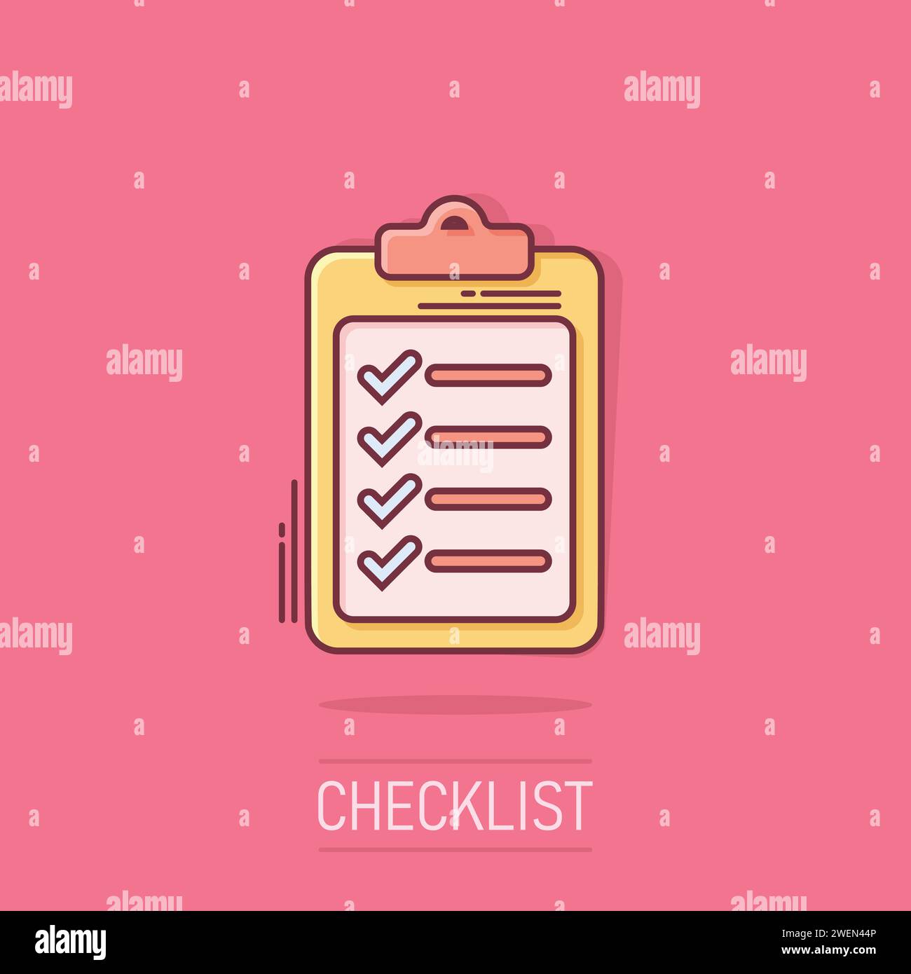 To do list icon in comic style. Document checklist cartoon vector ...