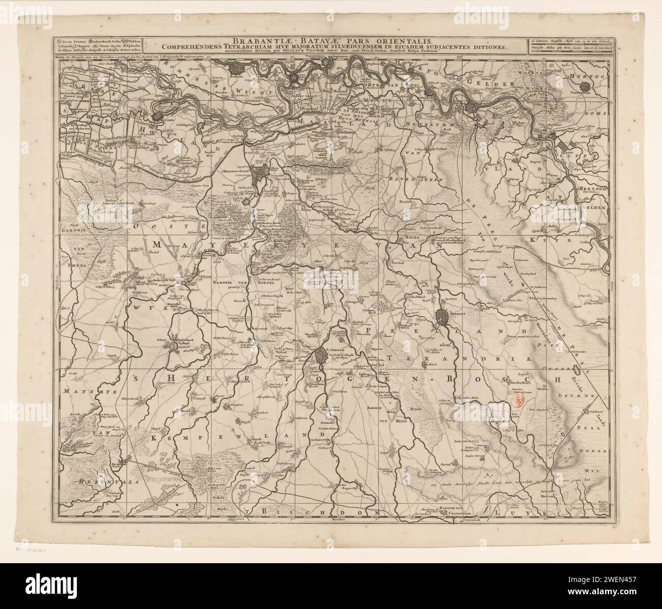 Map of Brabant, Anonymous, 1677 - 1720 print Map of the eastern part of ...