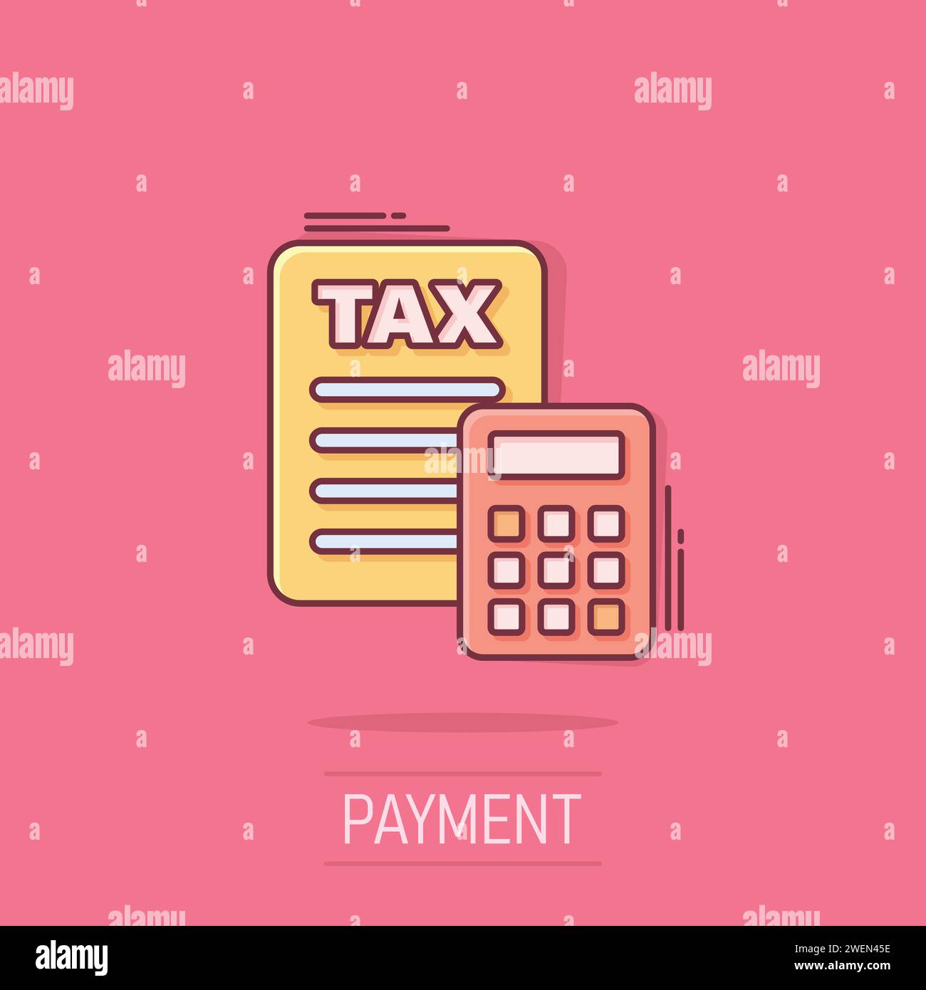 Tax payment icon in comic style. Budget invoice cartoon vector ...