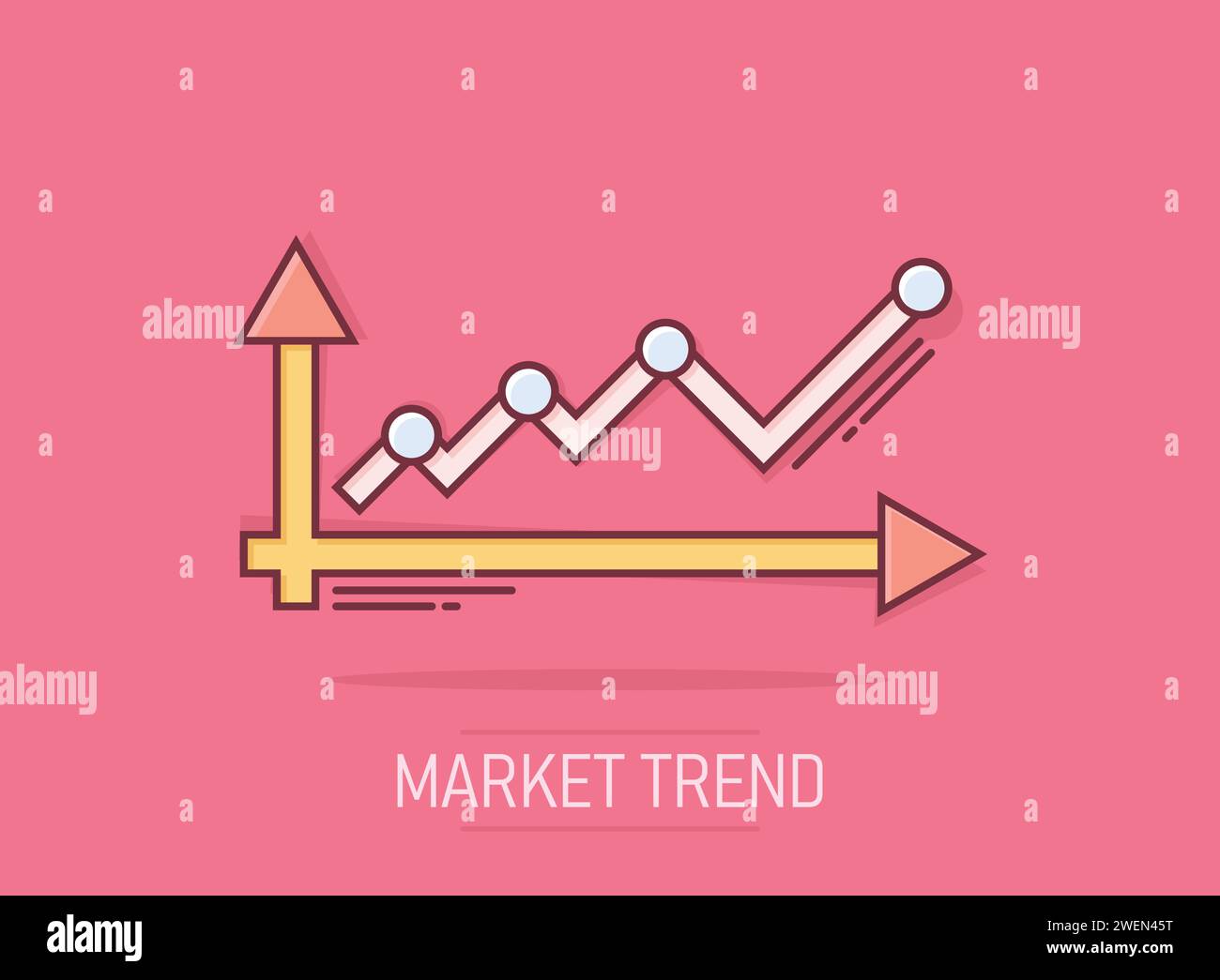 Market trend icon in comic style. Financial growth cartoon vector ...