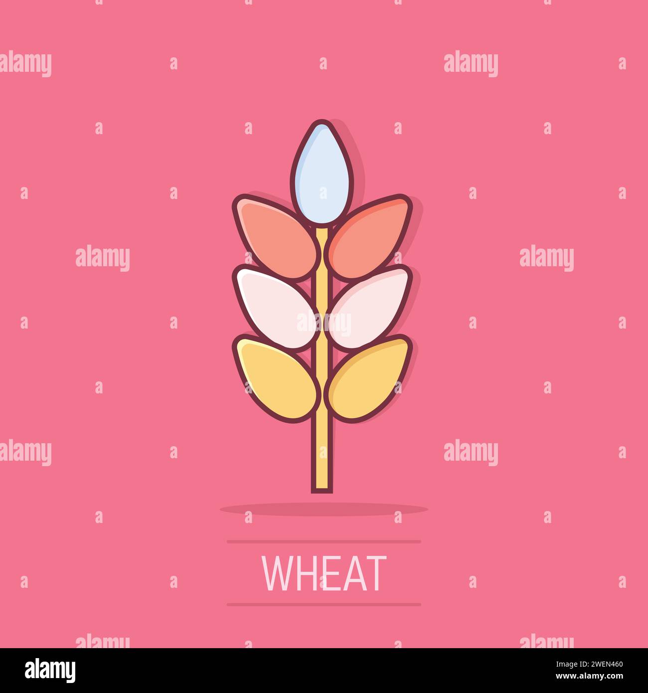 Wheat icon in comic style. Barley cartoon vector illustration on ...