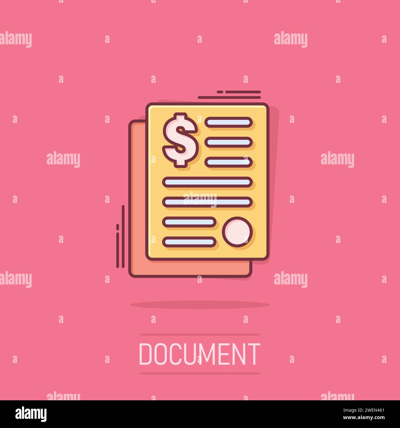 Financial statement icon in comic style. Document cartoon vector ...
