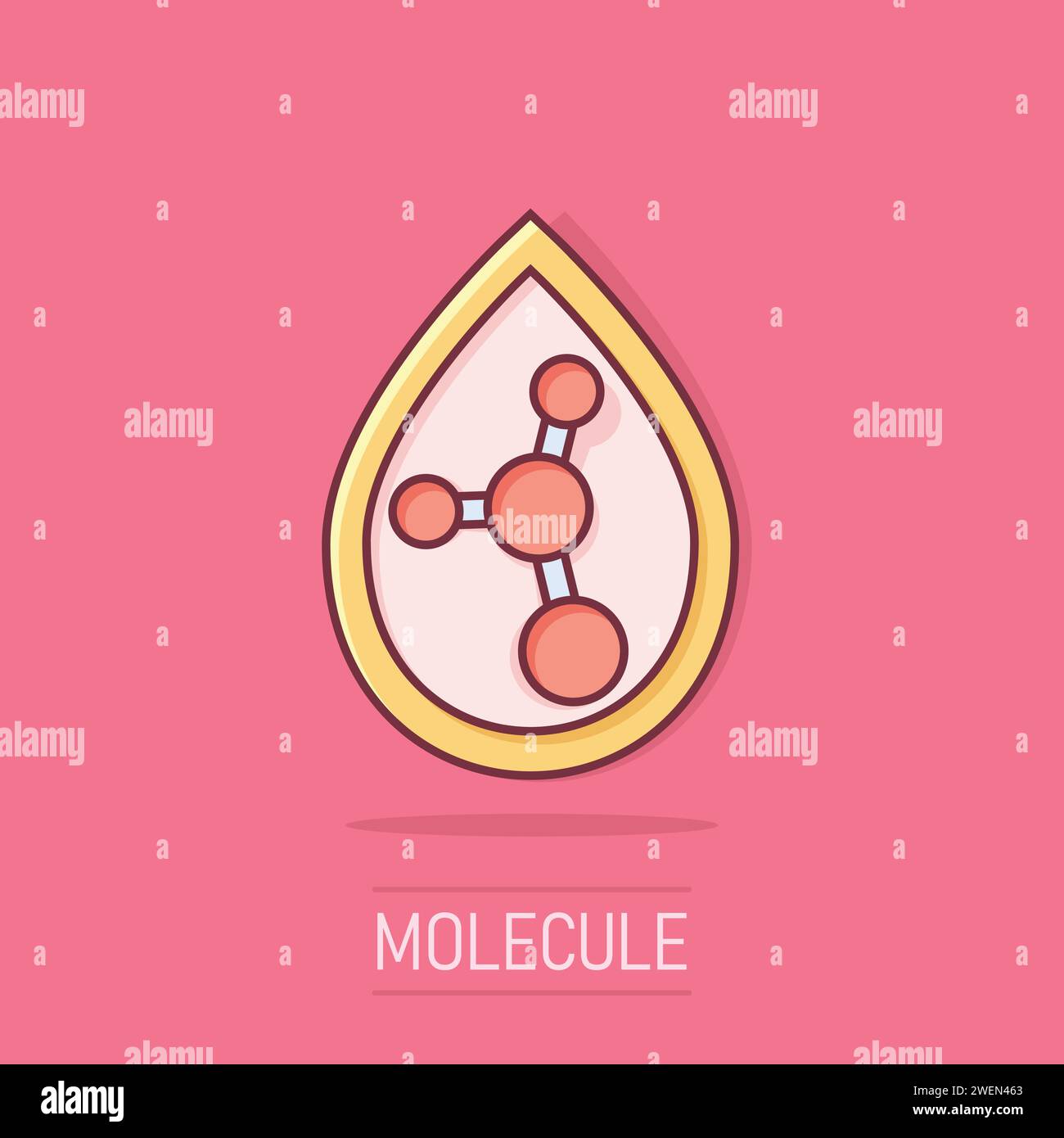 Acid molecule icon in comic style. Dna cartoon vector illustration on ...