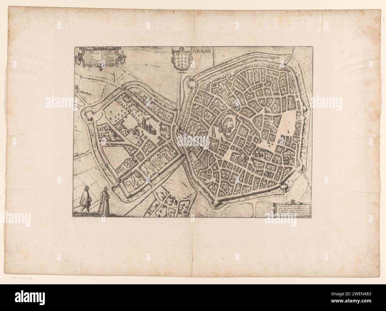 Map of Arras, Anonymous, 1581 print Map of Arras with buildings in a ...