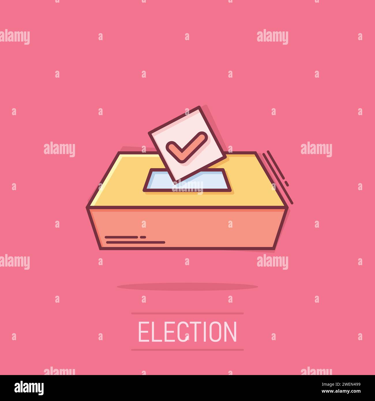 Vote icon in comic style. Ballot box cartoon vector illustration on ...