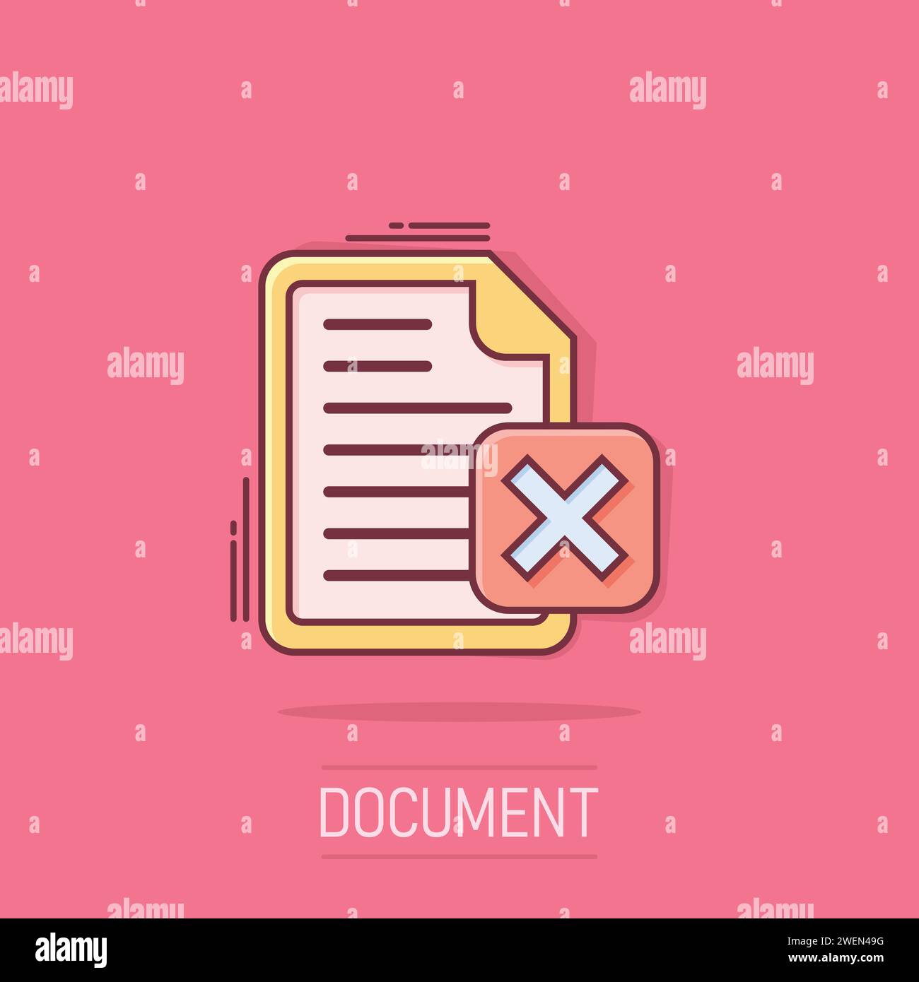 Document error icon in comic style. Broken report cartoon vector ...