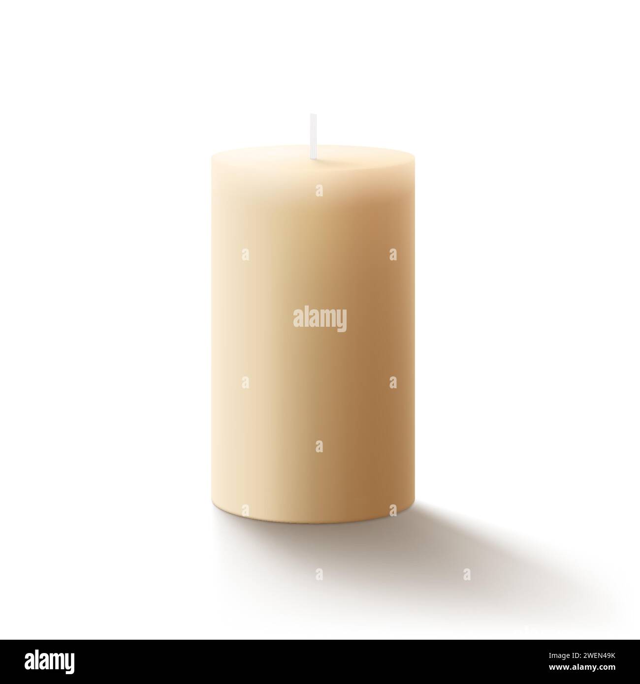 Cylindrical wax candle isolated on a white Background, Candlelight ...