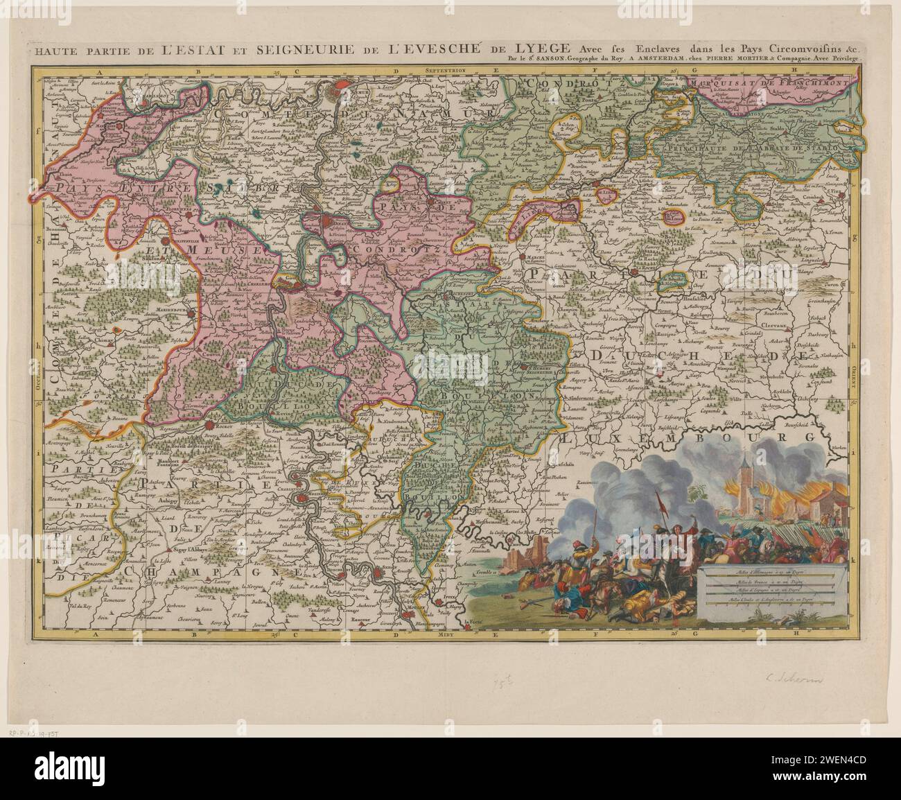 Map of the Prinsbiomse Liège, Laurens screen, 1696 - 1719 print Map of ...