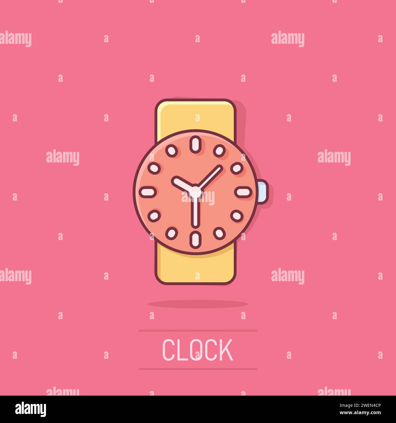 Wrist watch icon in comic style. Hand clock cartoon vector illustration ...
