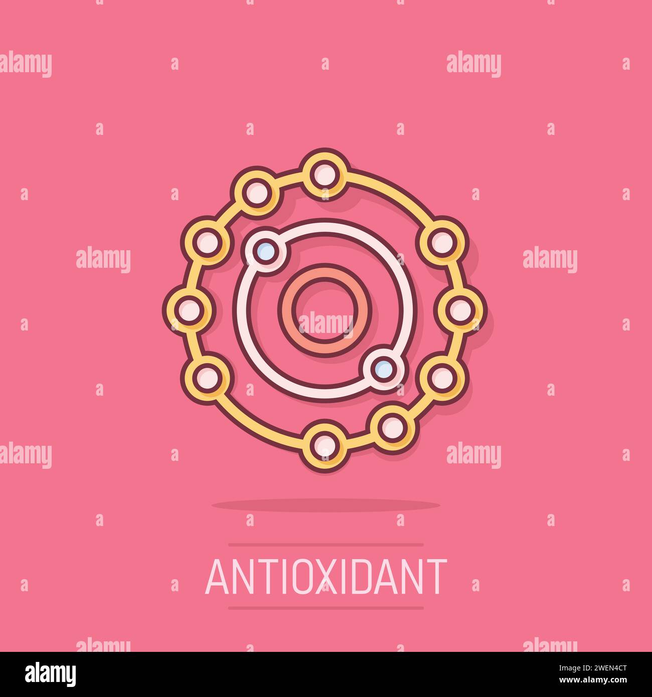 Antioxidant icon in comic style. Molecule cartoon vector illustration ...