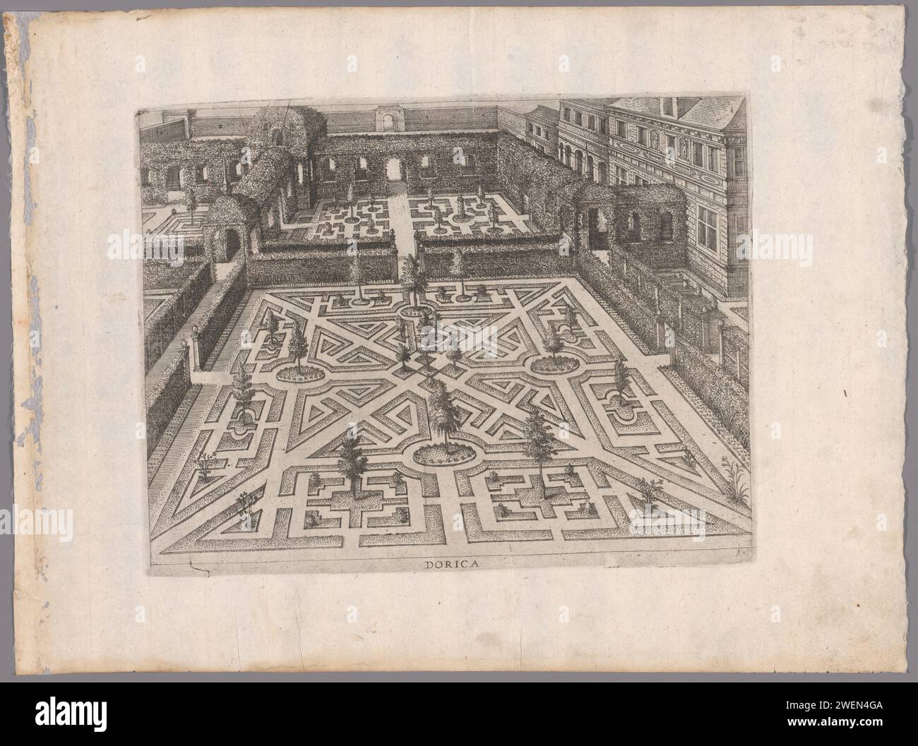 Garden with a ground floor and diagonal paths, Anonymous, After Hans ...
