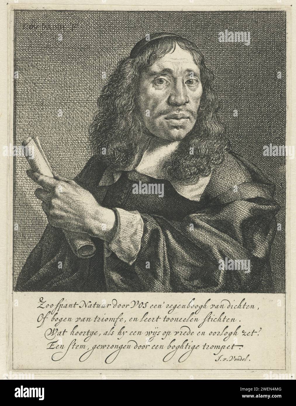 Portrait of the poet Jan de Vos, Karel du Jardin, 1652 - 1662 print ...