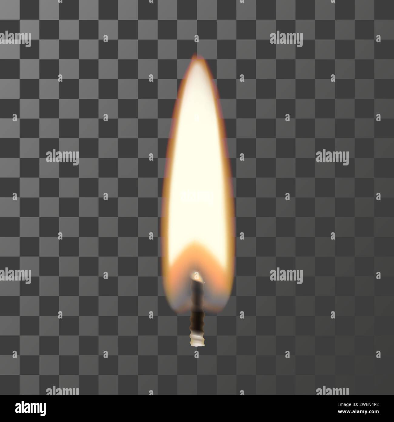 Fire flame with wick, candle flame isolated on transparent background ...