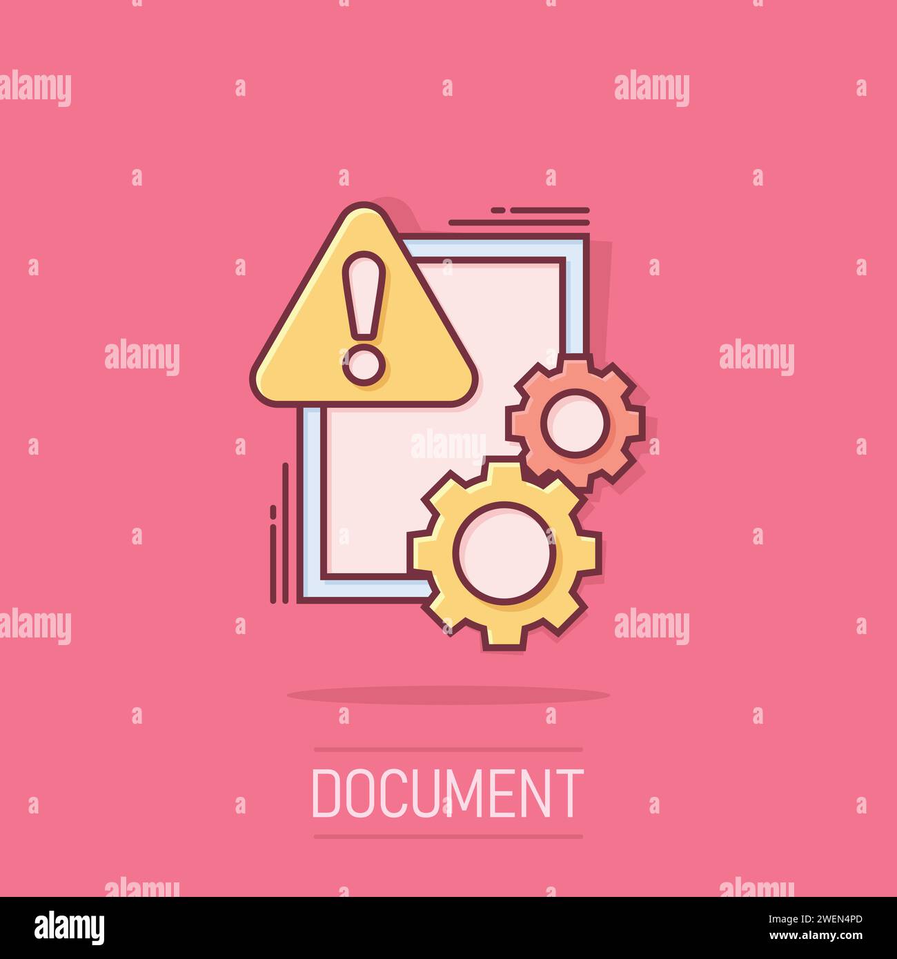 Document error icon in comic style. Broken report cartoon vector illustration on isolated ...