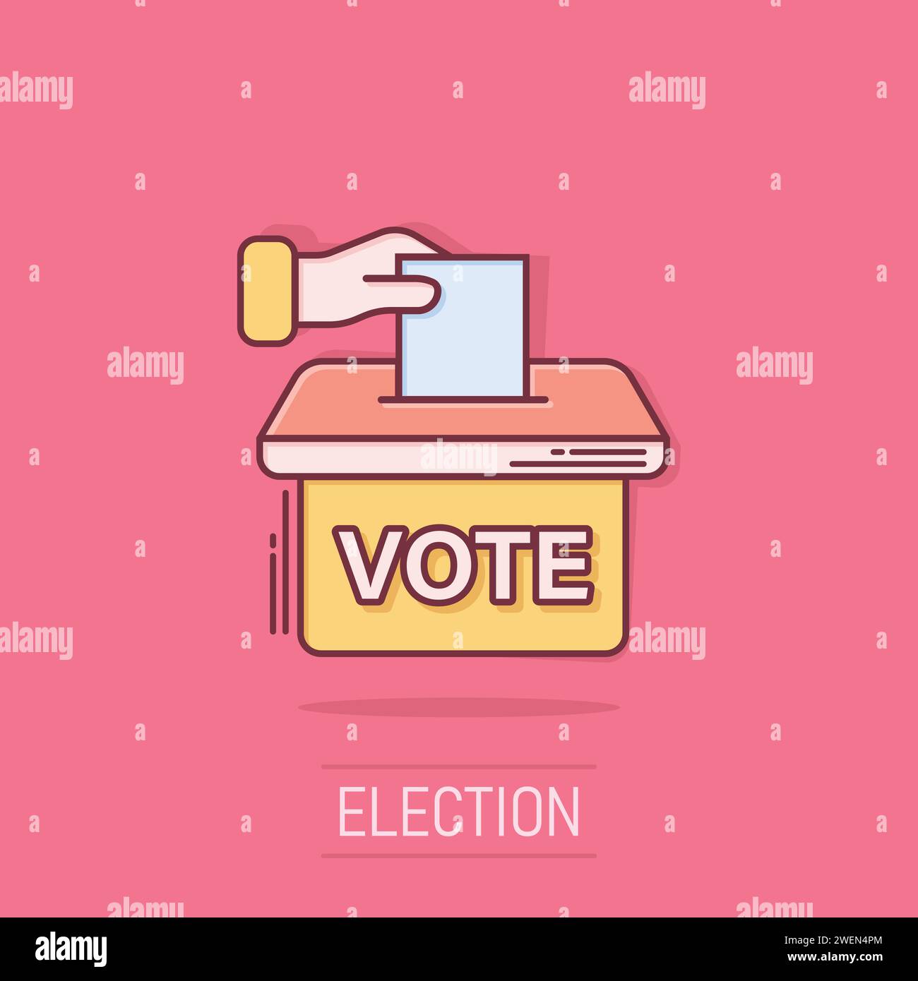 Vote icon in comic style. Ballot box cartoon vector illustration on ...