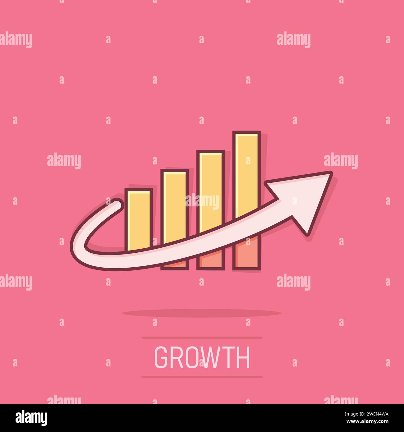 Growth arrow icon in comic style. Revenue cartoon vector illustration ...