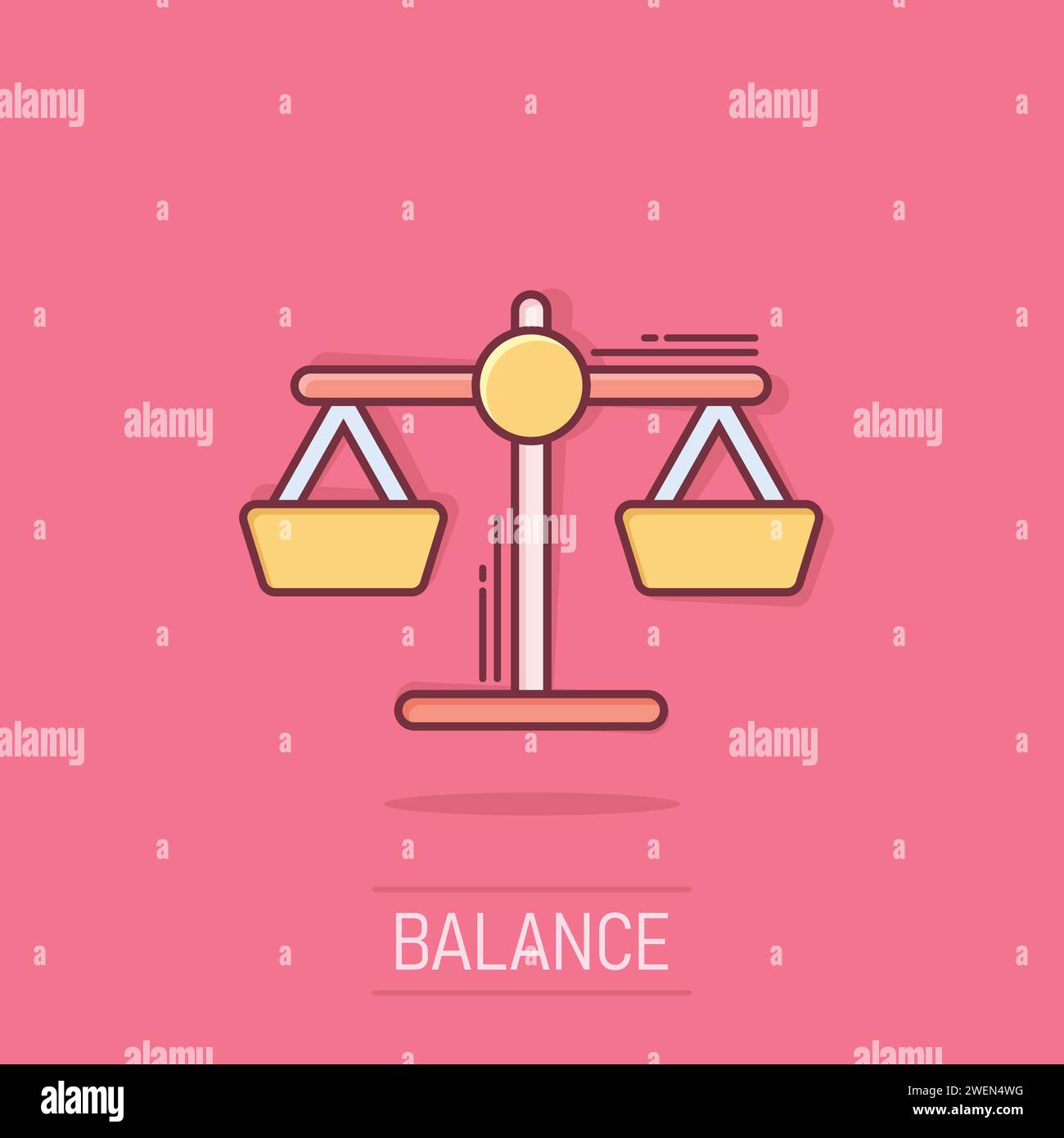 Scale balance icon in comic style. Justice cartoon vector illustration ...