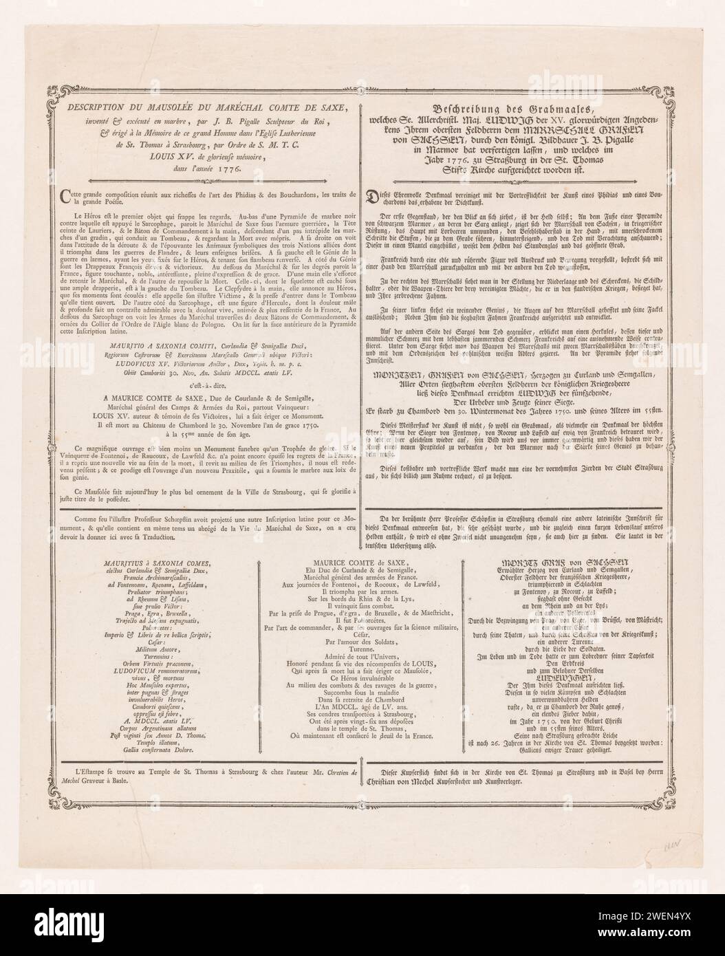 Explanation about the tomb of Maurice de Saxe in the St-Thomas church ...