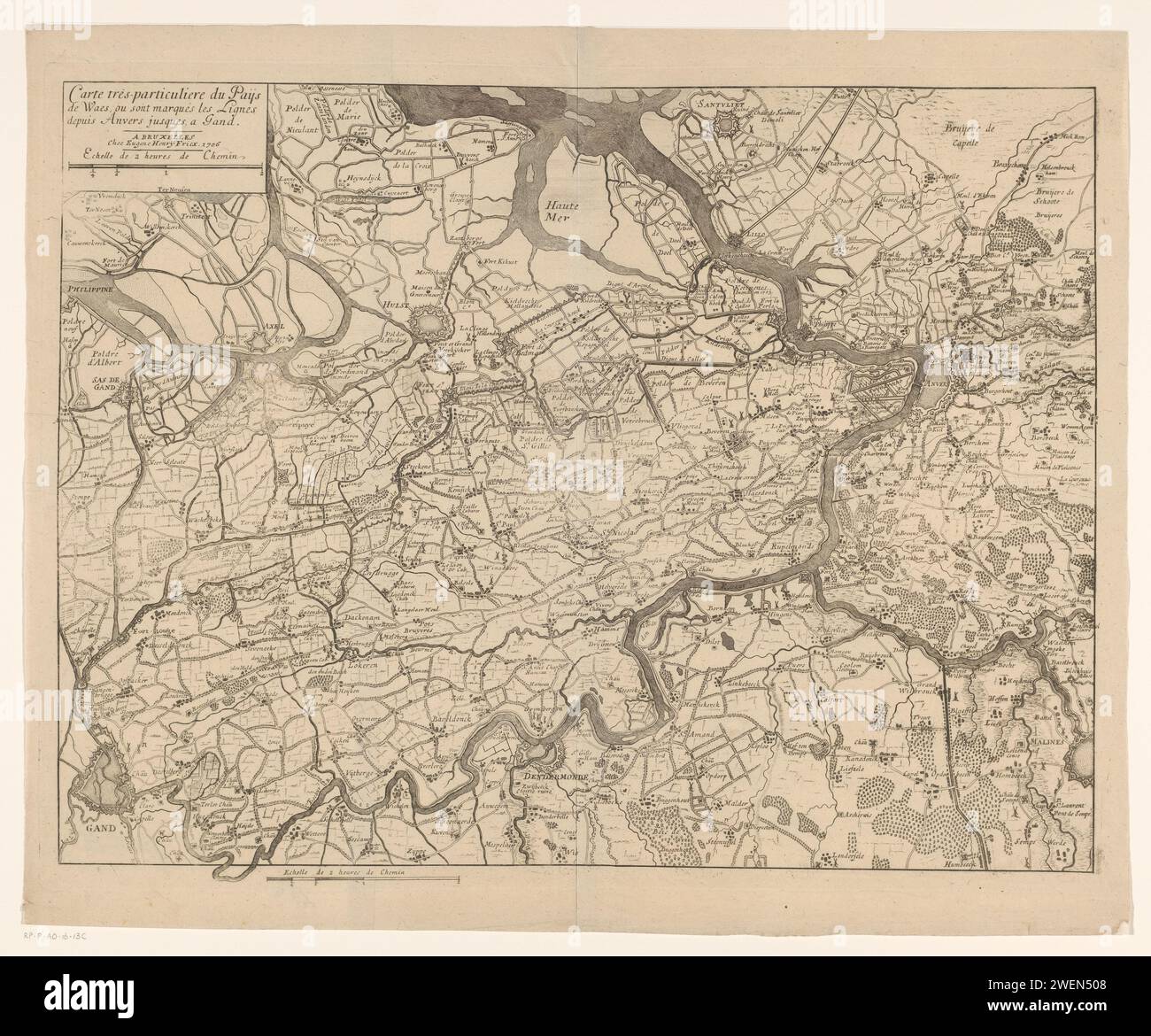Map of the Waasland, Jacobus Harrewijn (Possible), 1706 - 1712 print ...