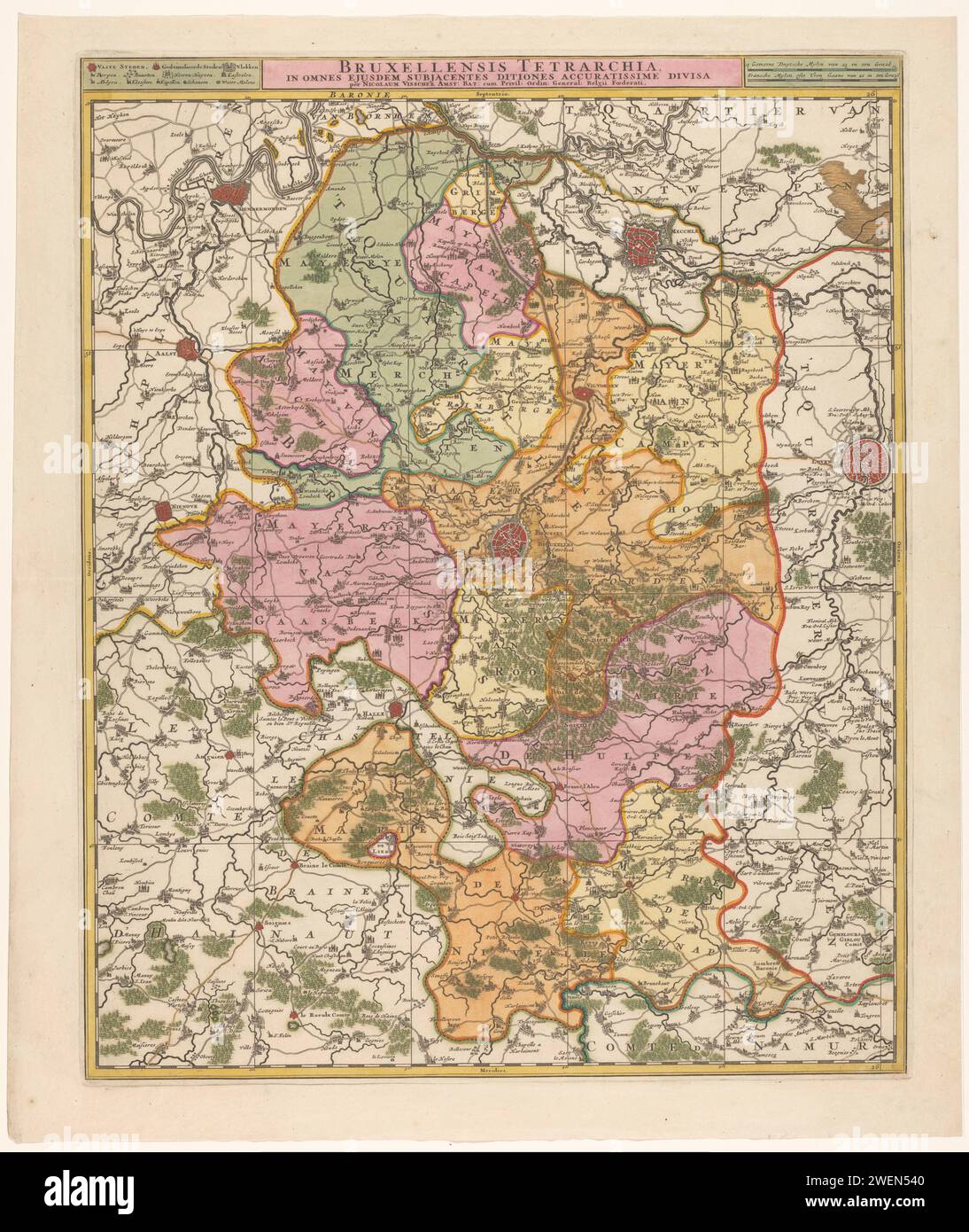 Map of the quarter of Brussels, part of the Duchy of Brabant, Anonymous ...