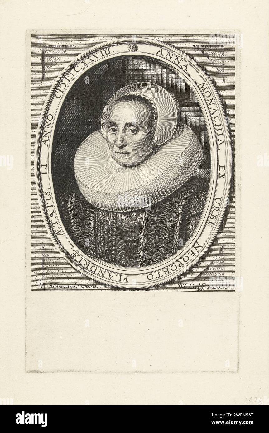 Portrait of Anna Monachia, Willem Jacobsz Delff, after Michiel Jansz ...