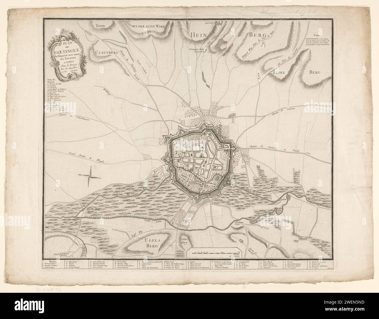 Map of Göttingen, Anonymous, 1757 print paper engraving / etching maps ...