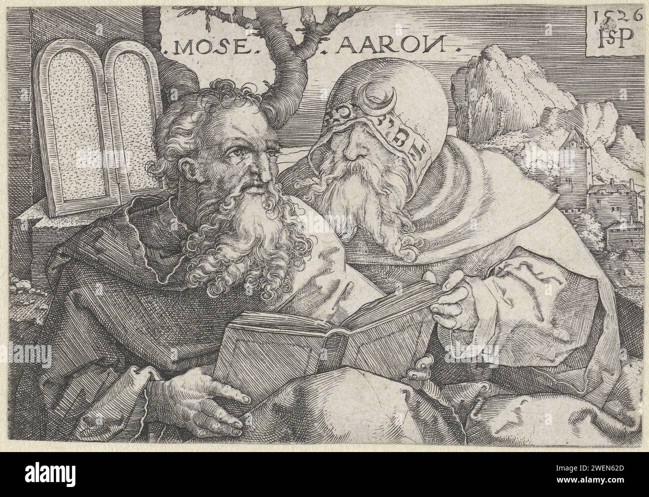 Mozes en a a äron, haans sebald beham, 1526 print paper engraving the ...
