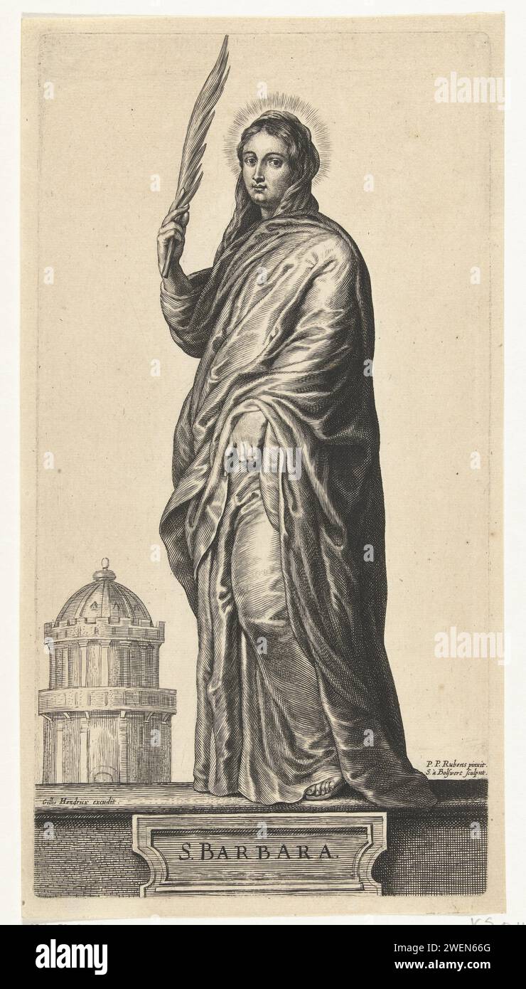 Saint Barbara with Tower, Sciled Adamsz. Bolswert, after Peter Paul ...