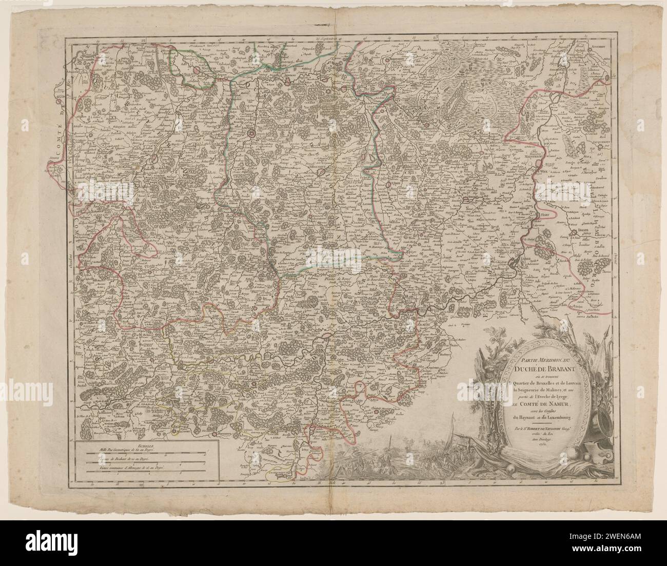 Map of the southern part of the Duchy of Brabant, Anonymous, 1752 print Map of the southern part ...