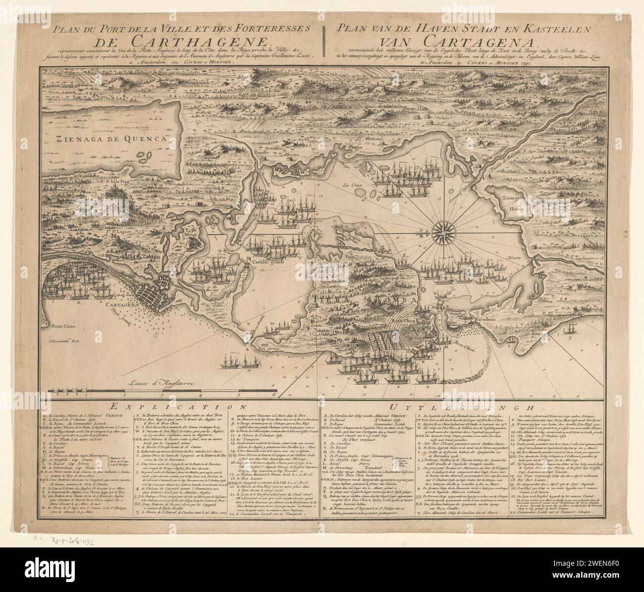 Map of the Cartagena area with the Battle of Cartagena, 1741, Anonymous ...