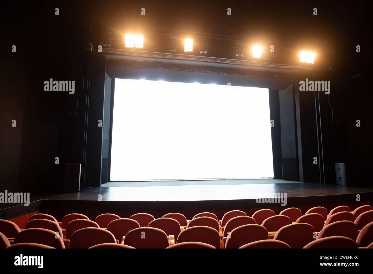theatre stage with isolated white area Stock Photo - Alamy
