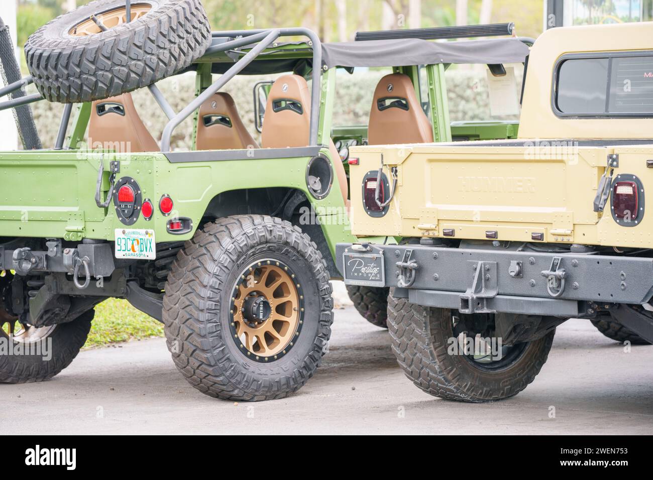 Miami, FL, USA - January 25, 2024: Military Hummers converted to ...