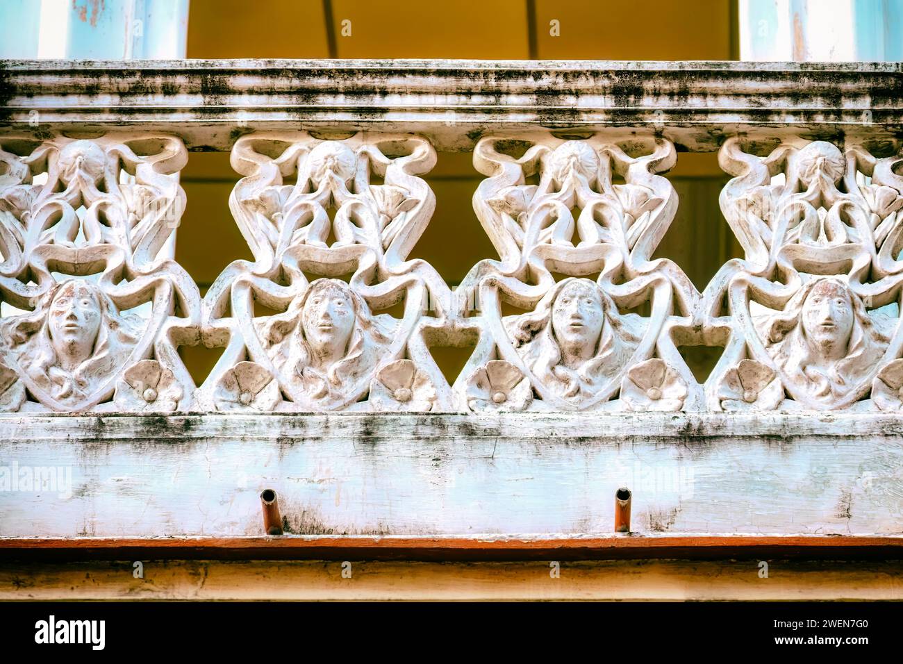 Balcony railing in colonial building, santa clara, cuba Stock Photo - Alamy