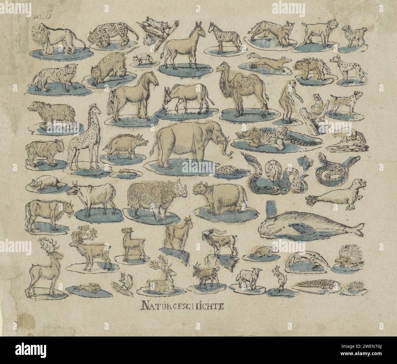 Dieren, anonymous, 1750 - 1800 print Leaf with 55 performances of ...